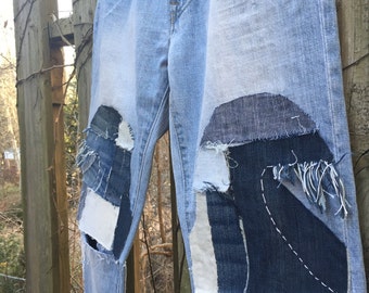 Patchwork jeans | Etsy