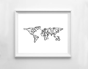 Geometric world map | Etsy