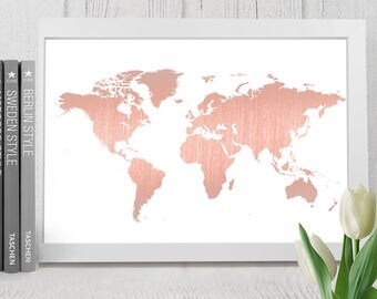 Pink world map | Etsy