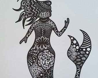 Zentangle mermaid | Etsy