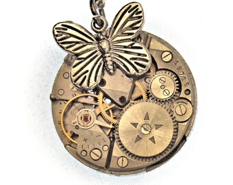 Butterfly Pocket Watch Necklace