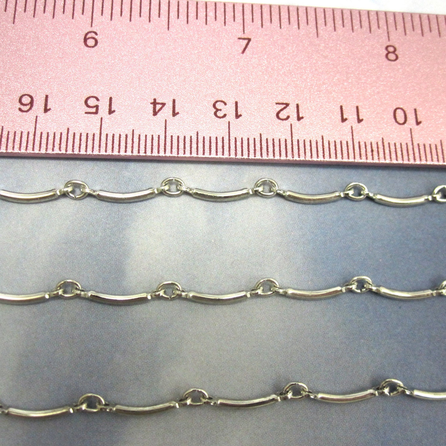 Silver Chain Large Curved Bar Chain Large Plated Brass