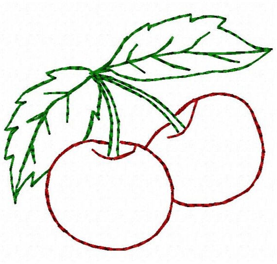 Cherries Outline Embroidery Design Instant Download