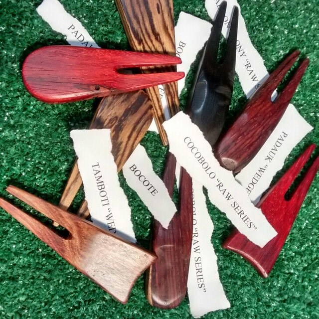 Handcrafted exotic wood divot repair tools by ExoticWoodDivotTools