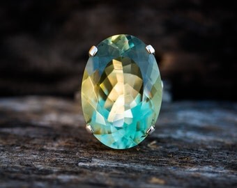 Prasiolite ring | Etsy