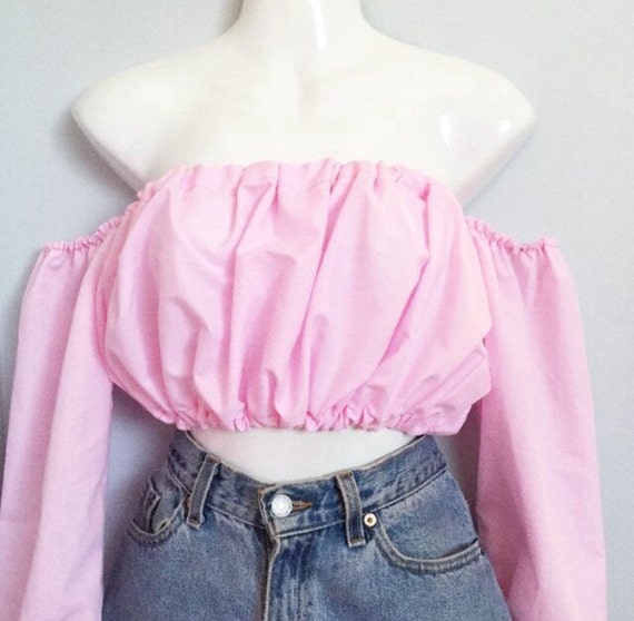 Items Similar To Pink Off The Shoulder Crop Top On Etsy