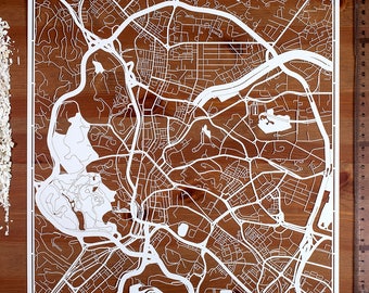 Paper cut map Beijing 1212 In. Paper Art IDEAL GIFTS