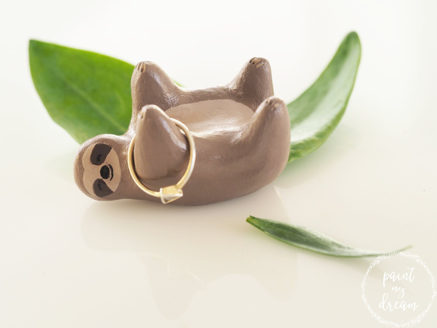 Sloth ring holder Clay sloth ornament Sloth figurine