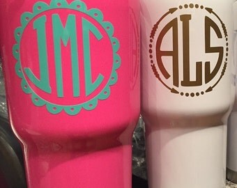 Yeti Cup Monogram vinyl decal laptop/ Mac decal Yeti decal