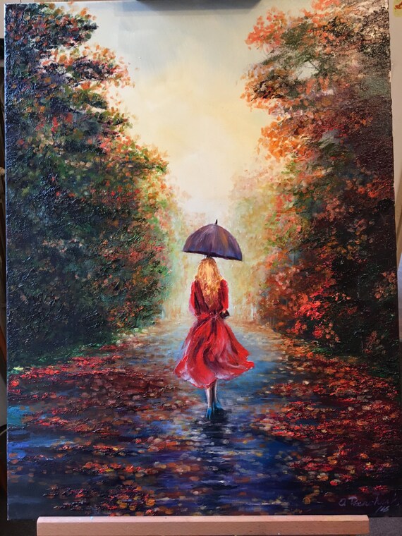 Original Oil painting Lady in red