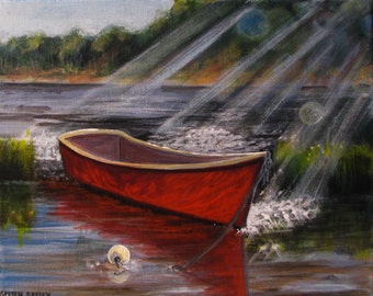 Row boat painting | Etsy