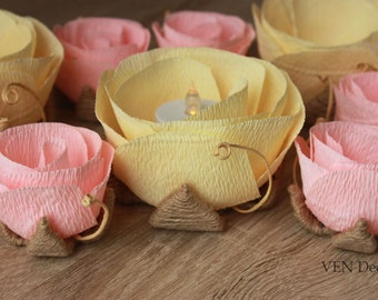 Rustic Wedding Decor Paper Table Flowers Set by VENDecorHandmade