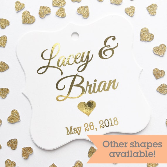 Names Wedding Tags Foiled Wedding Tags Custom Gold Foil