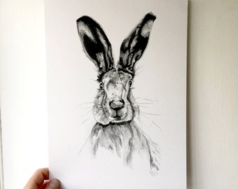 Hare print | Etsy
