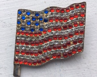 Rhinestone flag pin | Etsy