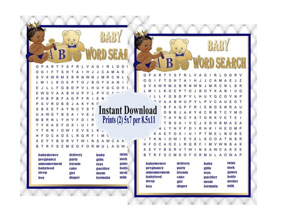 PRINTABLE Royal Baby Shower Game Royal Baby Word Search
