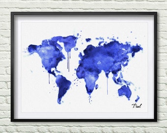 World map painting | Etsy