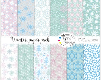 Winter Digital Papers Snow Digital Papers Snowman Clipart