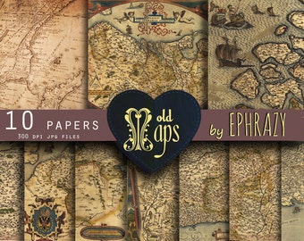 Map Digital Paper Old World Map Paper Printable maps shabby