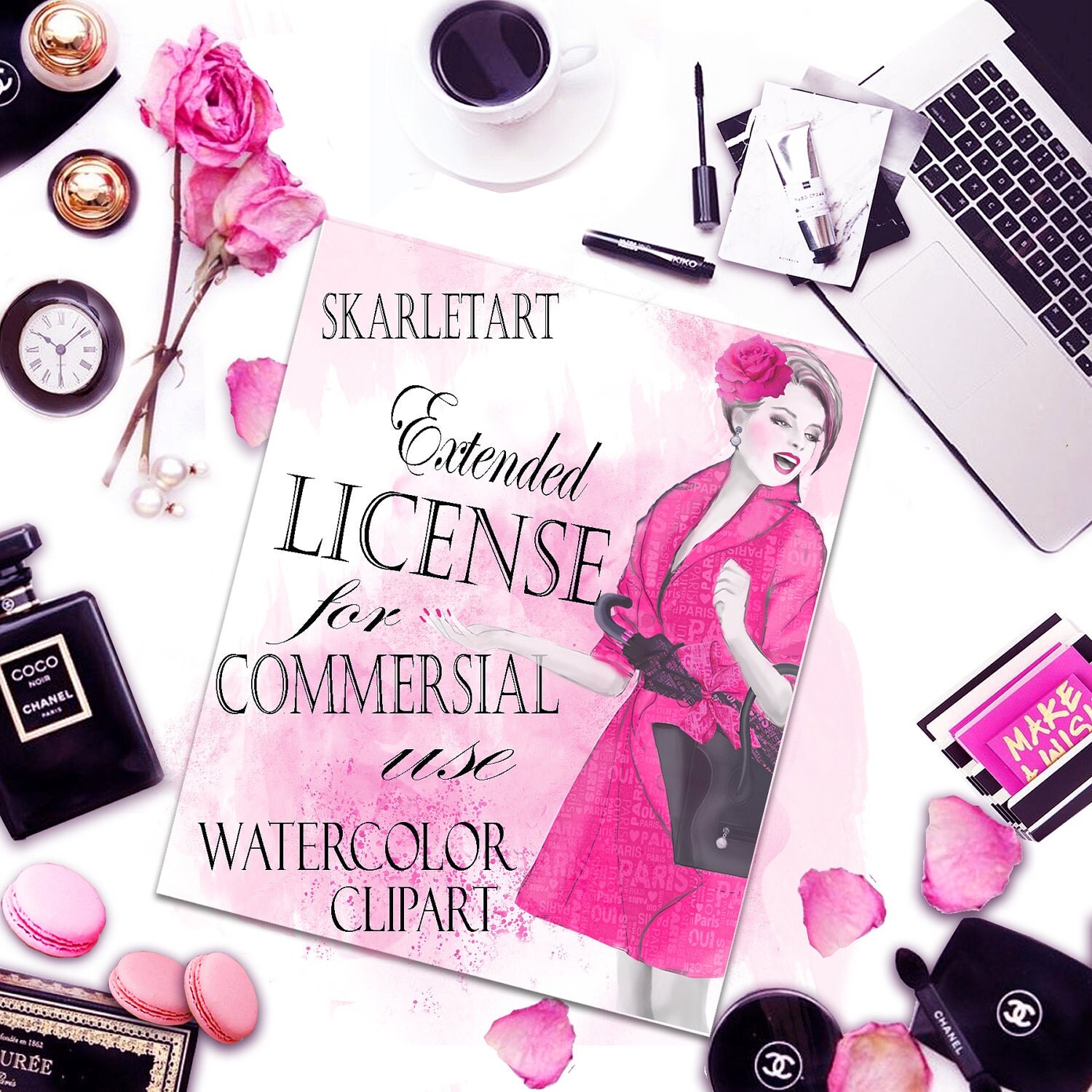Extended license for Handpainted Watercolor Clipart by SkArLeTARt