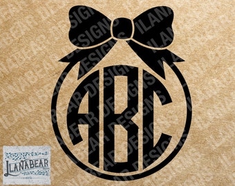 Bow circle monogram | Etsy