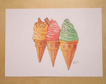 Ice cream painting | Etsy