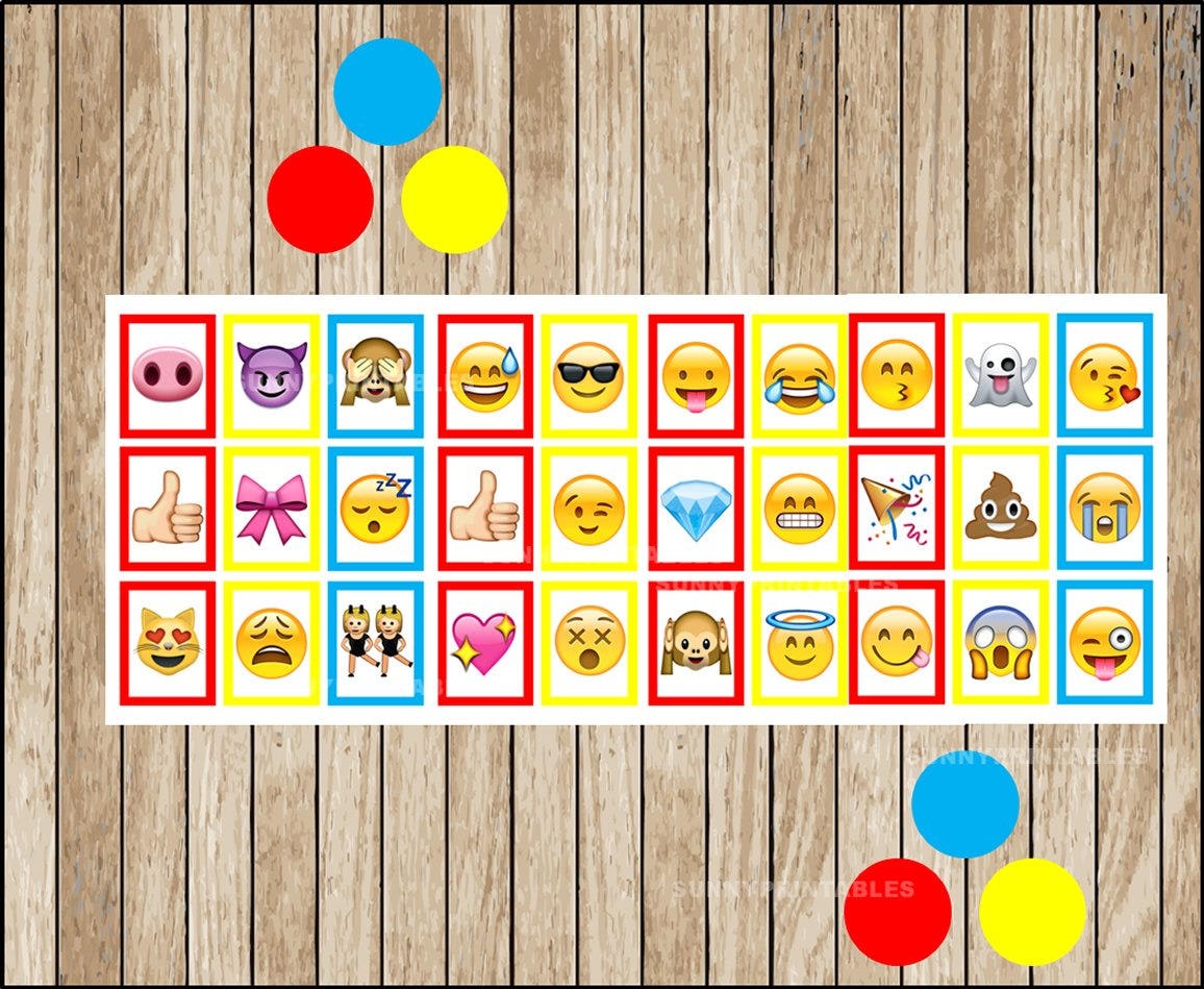 Printable 20 Emoji Bingo Cards printable Emojis Bingo game