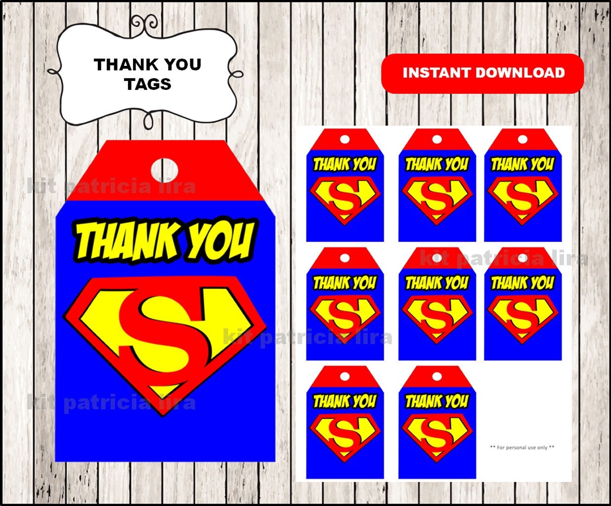 Superman logo Thank you Tags instant download Superman Thank