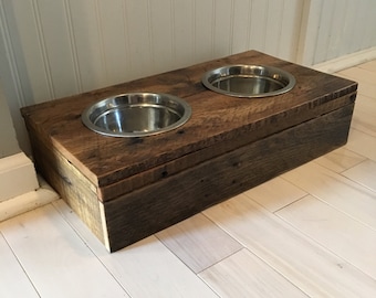 Rustic dog feeder | Etsy