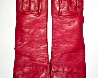Red leather gloves | Etsy