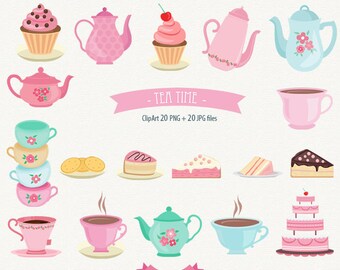 Tea time clipart | Etsy
