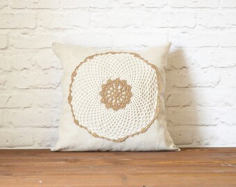 Crochet lace pillow | Etsy
