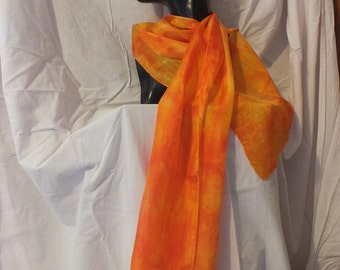Orange silk scarf | Etsy