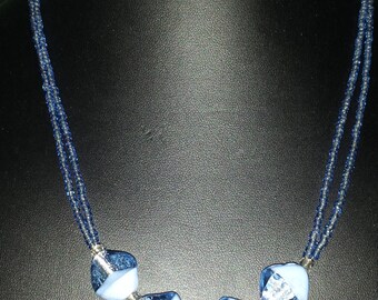 Silver Periwinkle Necklace Lavender Blue Jewelry Bridesmaid