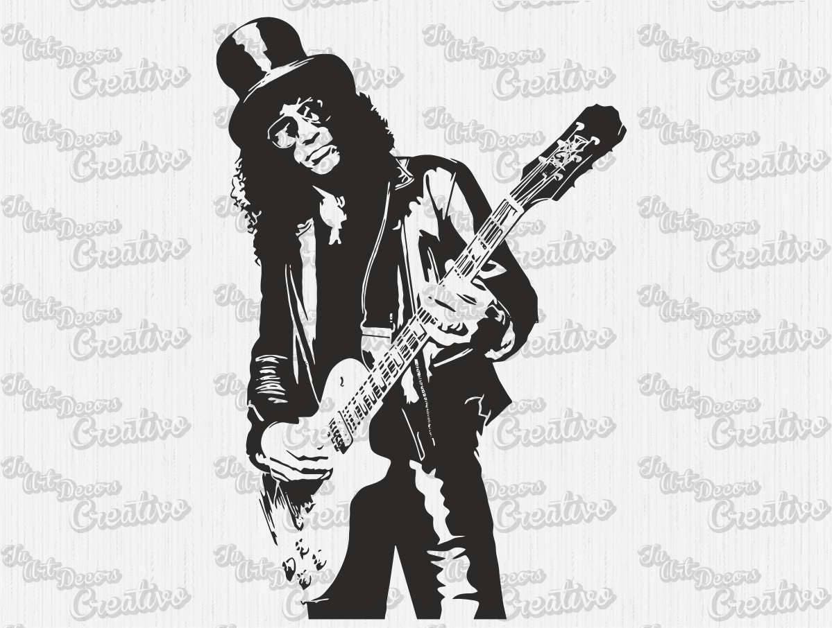 Silhouettes of Slash Guns N Roses for Cutting or Printing, Rock Band ...