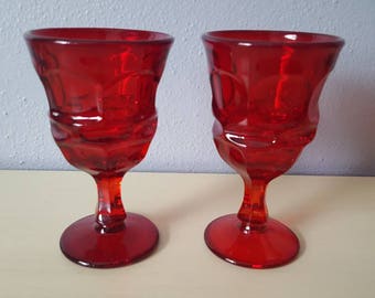 Ruby red goblets | Etsy