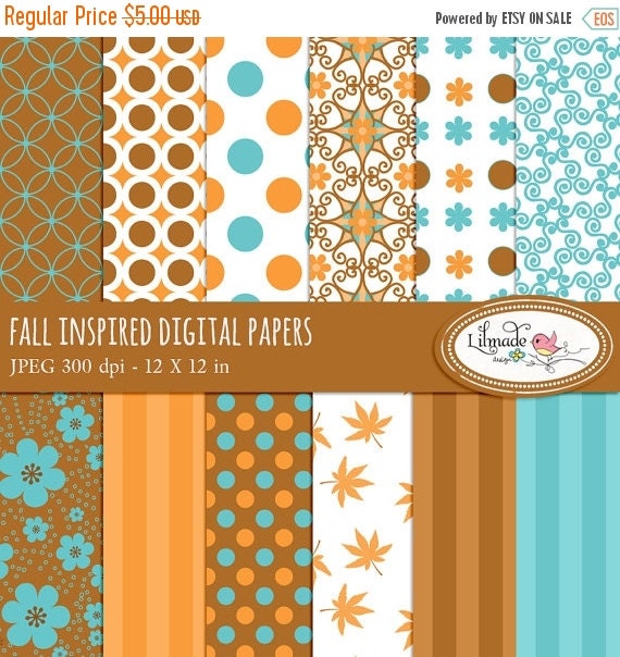 60% OFF SALE Fall Autumn digital papers Fall digital by bylilmade
