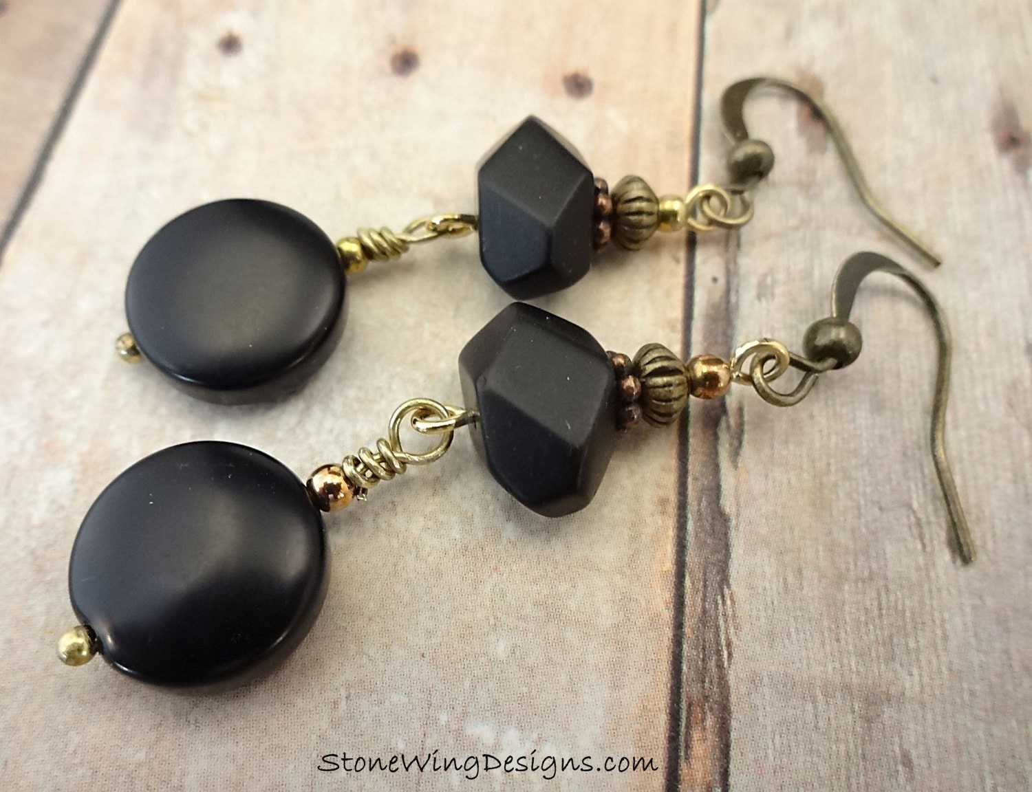 Boho Matte Black Onyx Earrings