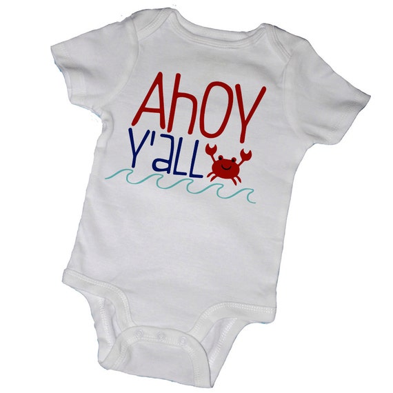 AYOY Y'ALL Bodysuits Baby Shower Beach Boat Crab