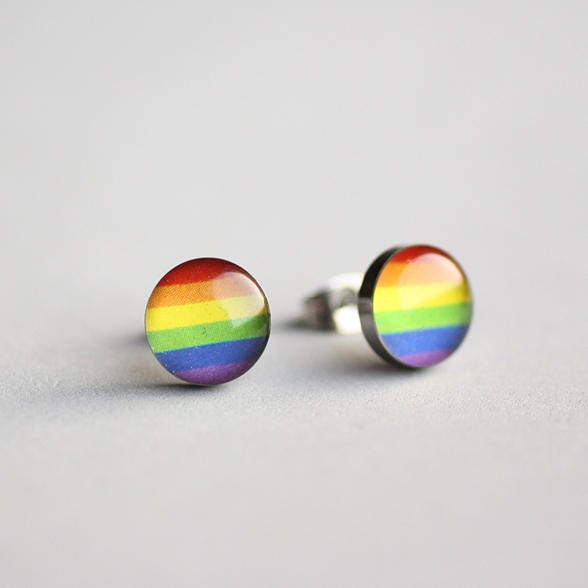 Rainbow earring studs Surgical steel studs LGBT pride post