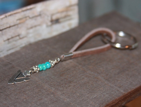 Arrow Keychain. Arrowhead Keychain. Leather Arrow Keychain.
