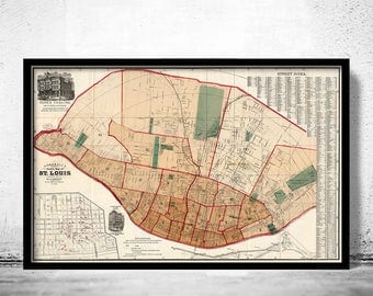 Old map of Saint Louis City St Louis 1870