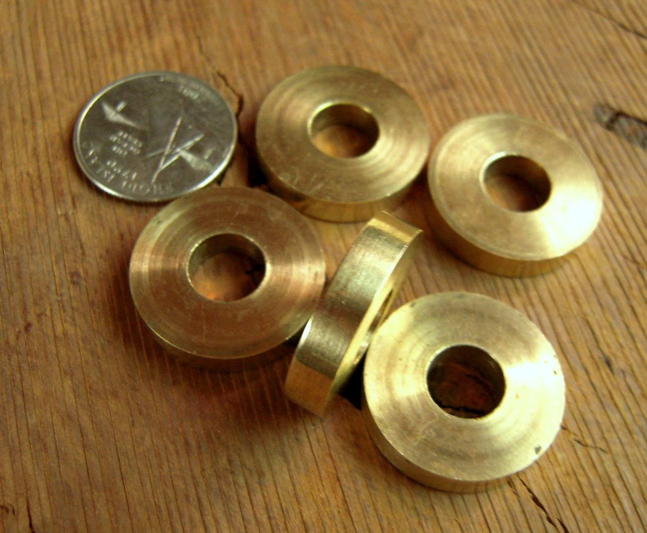 5 Solid Brass Washer One Inch Diameter by 3/16 Thick