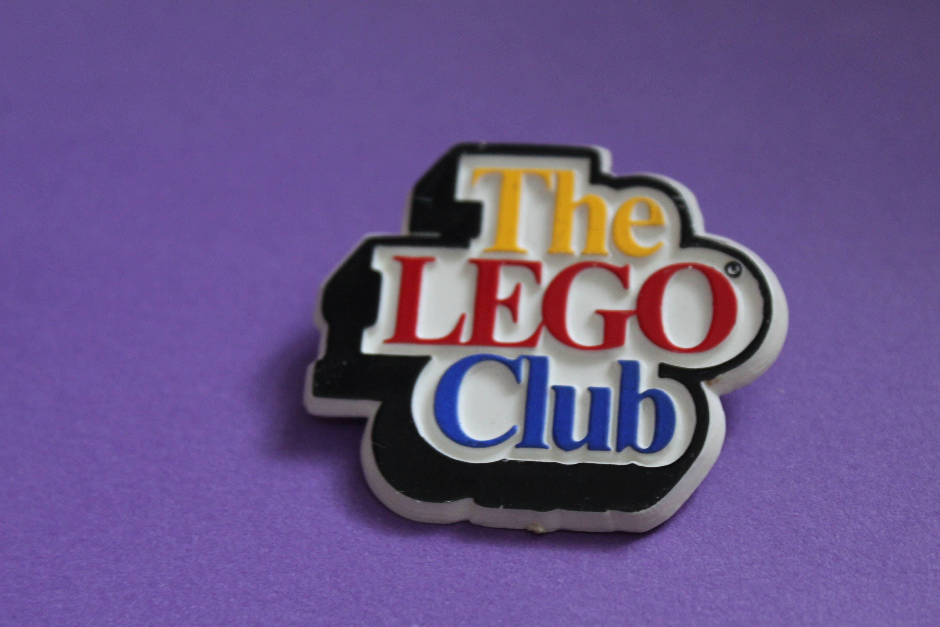 The Lego Club Original 1980s Pin Badge. Red Blue Yellow and