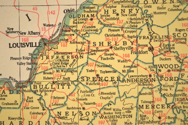 Kentucky Map Kentucky Railroad Vintage 1940s by MapsBooksEphemera