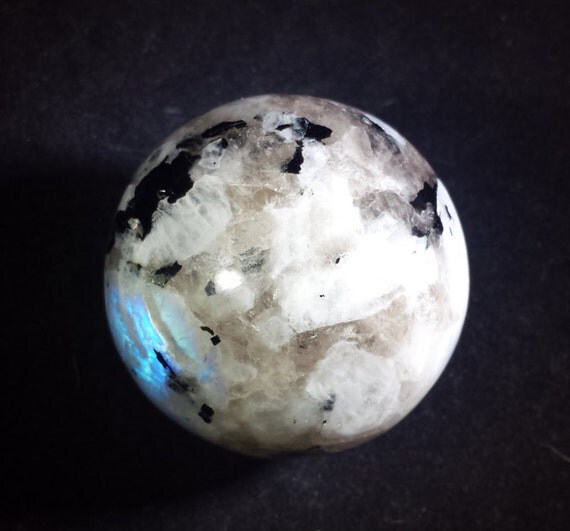 LARGE RAINBOW MOONSTONE Sphere Natural Stone Hand by AandSCrystals
