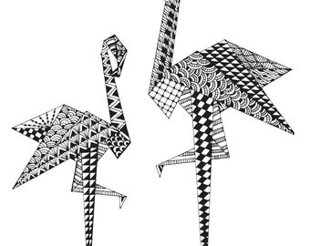 Flamingo drawing | Etsy