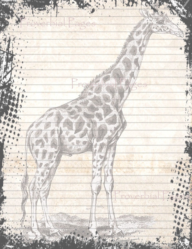 Printable JOURNAL PAGE GiRaFFe Original Stationery DOWNLOAD - Instant ...