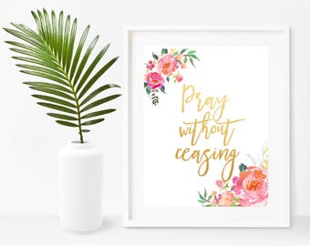 Christian wall art Bible verse art Pray without ceasing