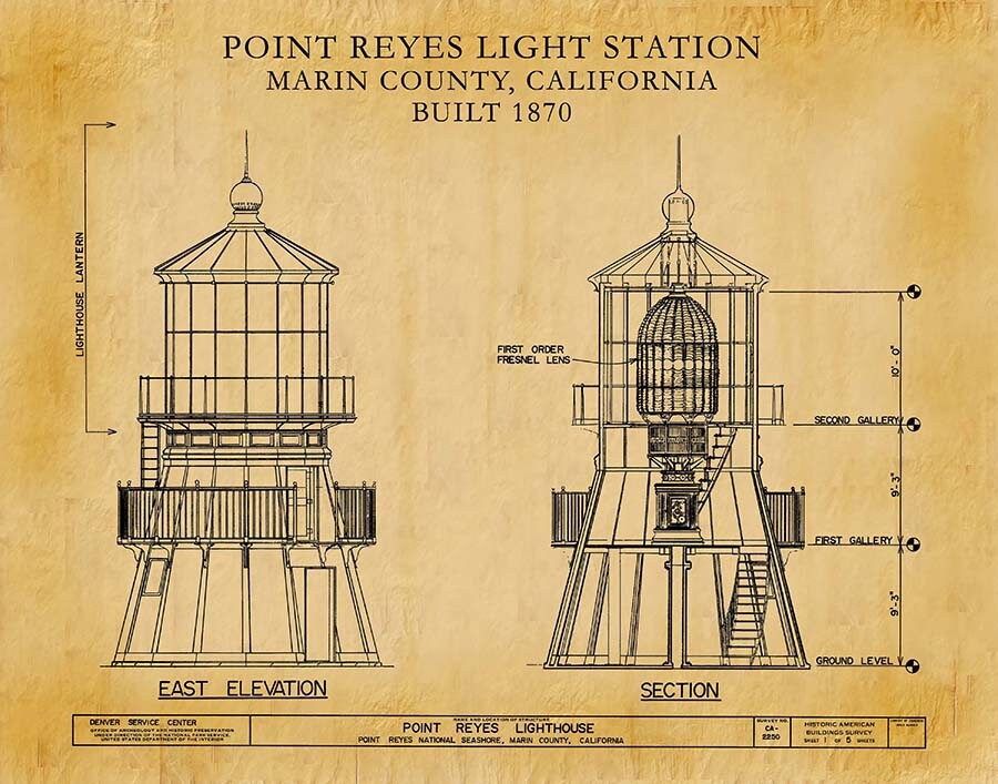 1870 Point Reyes Lighthouse Drawing - Point Reyes Light Station Art ...